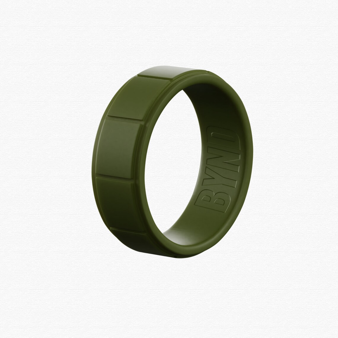 Olive Silicone Wedding Ring - Flat Edge Design - Rubber Wedding Band ...