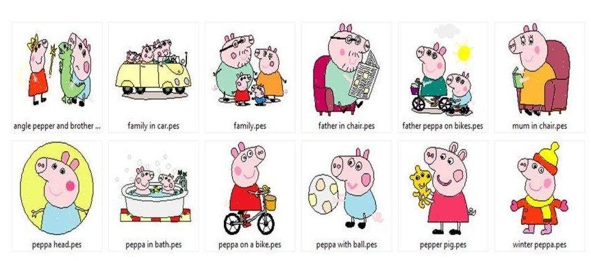 Family Peppa Pig Applique Embroidery Design Pes,jef,vp3 Files Bundle - Etsy