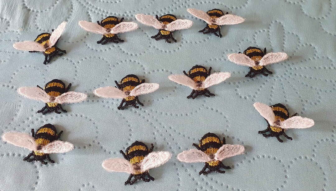 Bumble Bee Embellishment - Embroidered FSL - Freestanding Lace Aprox ...