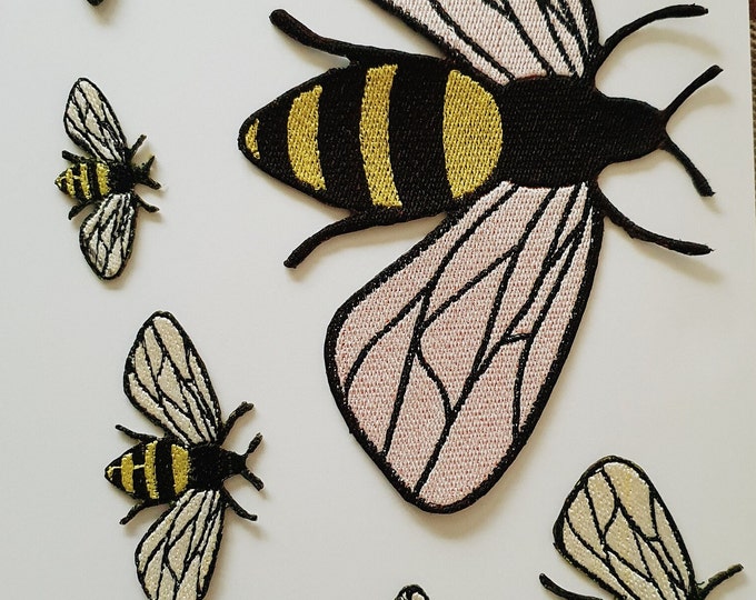 Bee Iron-on Patch, Bumblebee Badge, Decorative Patch, DIY Embroidery ...