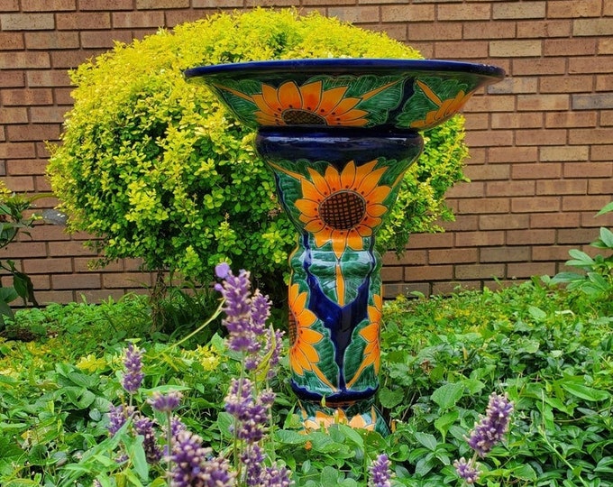 Talavera Mexican Bird Bath Birdbath X Large 27 Pottery Folk Art Pottery ...