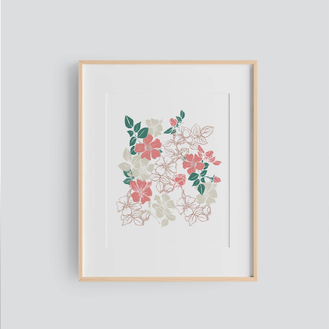 Printable Wild Flowers Poster, Floral Wall Art Decor, Wild Roses ...