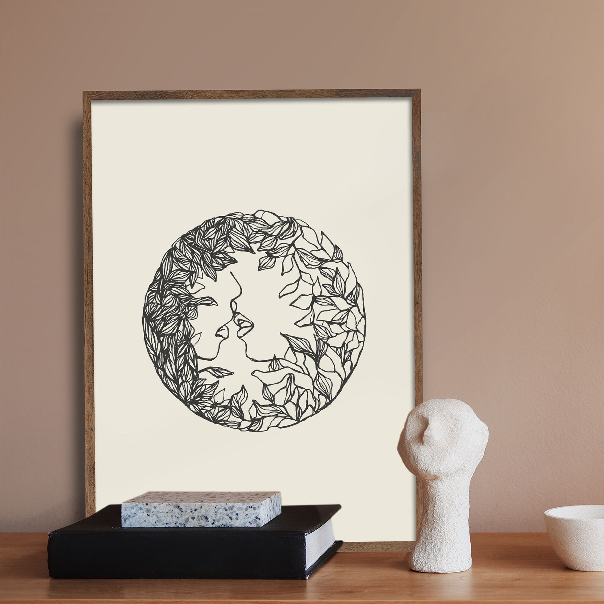 The Kiss PRINTABLE | Kiss Line Drawing Lovers Poster| Line Drawing Kiss ...
