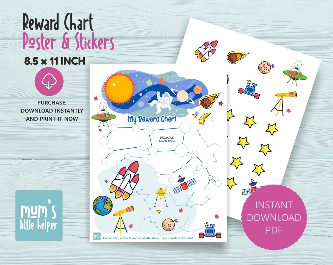 Kids Reward Chart Printable. Reward Outer Space. Constellation Reward ...