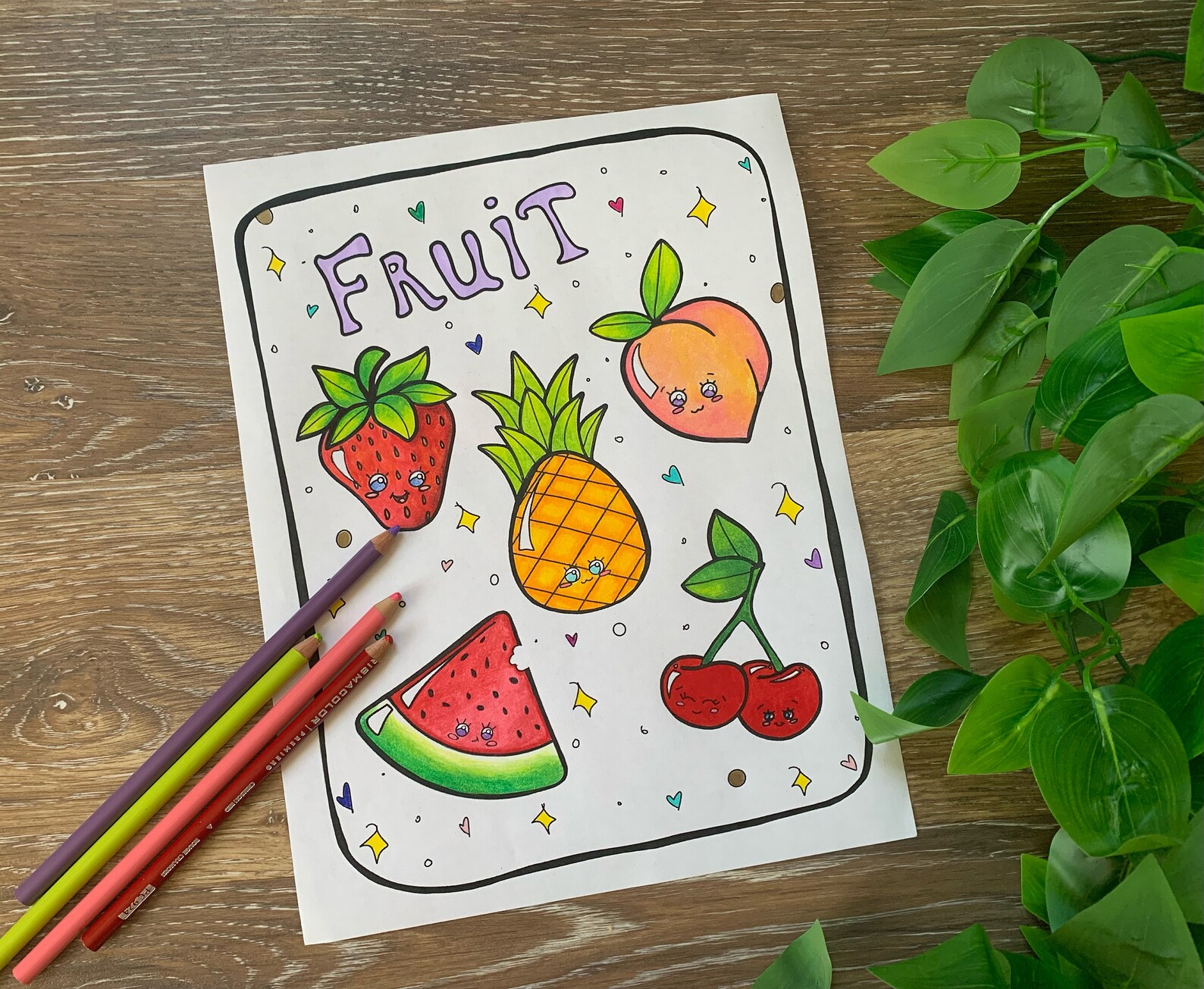 30 Cute Food Coloring Pages | Digital Download Coloring Book | Kawaii ...