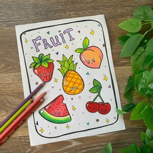 30 Cute Food Coloring Pages | Digital Download Coloring Book | Kawaii ...