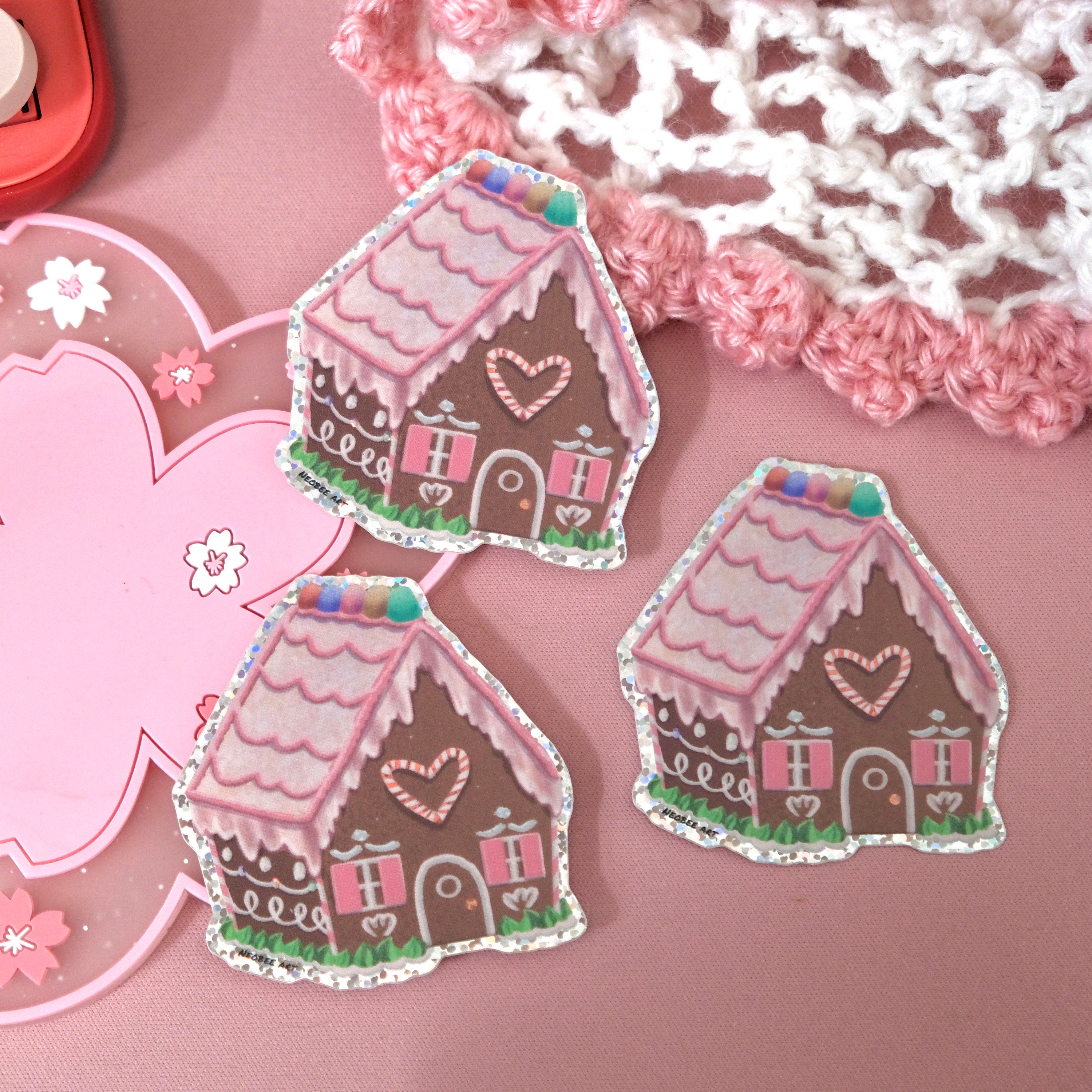 Glitter Pastel Gingerbread House | Waterproof Vinyl Sticker - Etsy