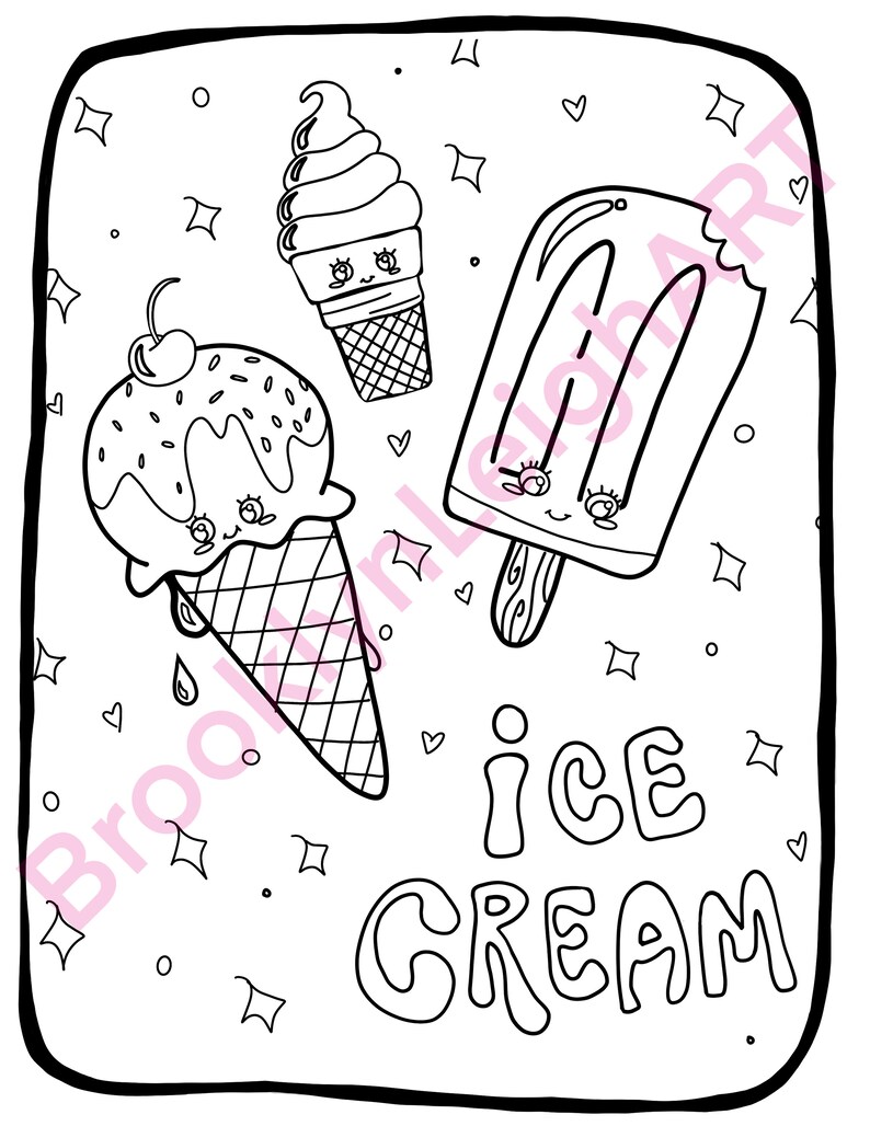 30 Cute Food Coloring Pages | Digital Download Coloring Book | Kawaii ...