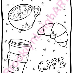 30 Cute Food Coloring Pages | Digital Download Coloring Book | Kawaii ...