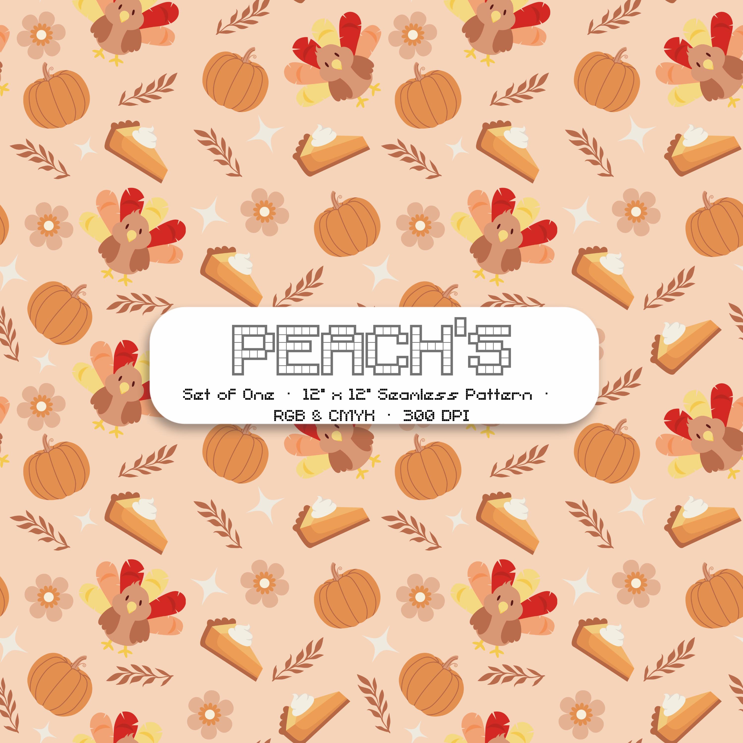 Thanksgiving Turkey Digital Seamless Pattern, Commercial Use, Pie ...