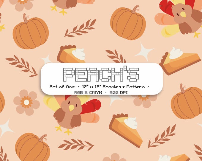 Thanksgiving Turkey Digital Seamless Pattern, Commercial Use, Pie ...