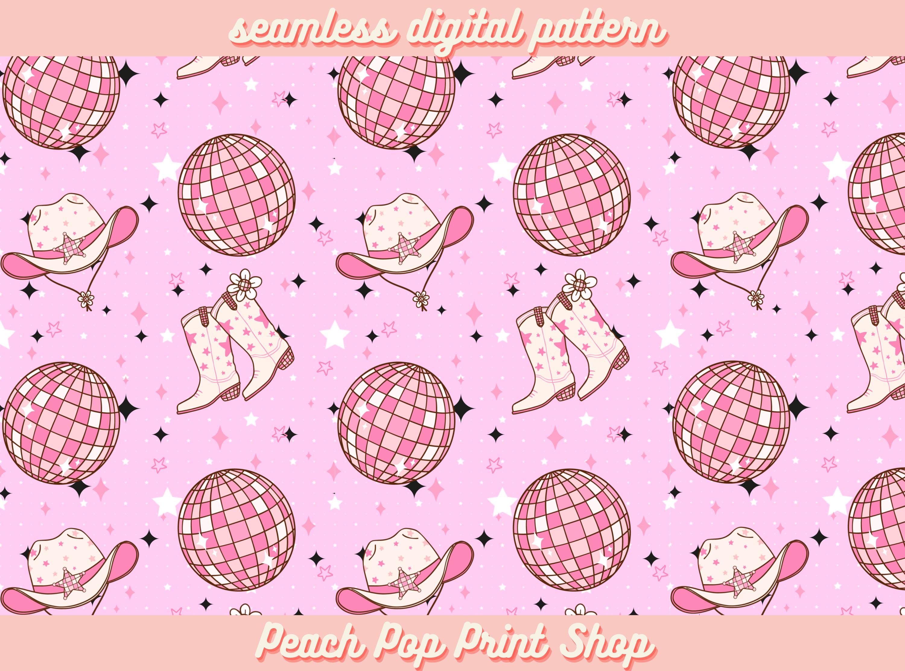 Pink Disco Ball Cowboy Seamless File | Surface Pattern | Repeat Fabric ...
