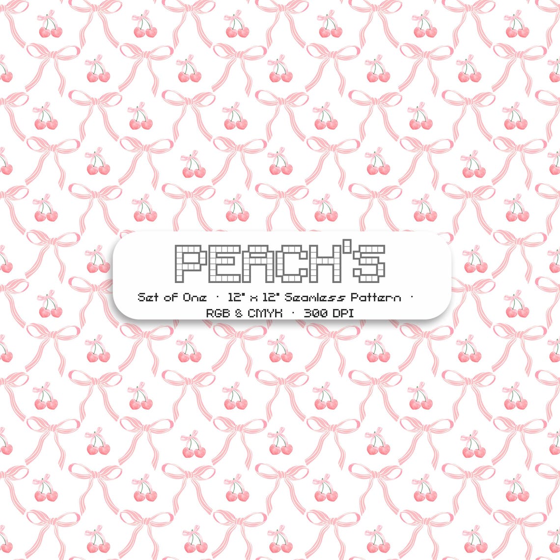 Cherry Bows Trellis Seamless Pattern, Commercial Use, Digital Design ...