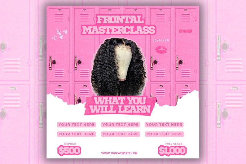 Canva Frontal Masterclass Template, Wig Class Flyer, Wig Training Flyer ...