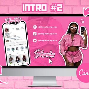 Pink Youtube Branding Kit, Youtube Banner, Youtube Intro, Youtube Outro ...
