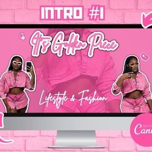 Pink Youtube Branding Kit, Youtube Banner, Youtube Intro, Youtube Outro ...