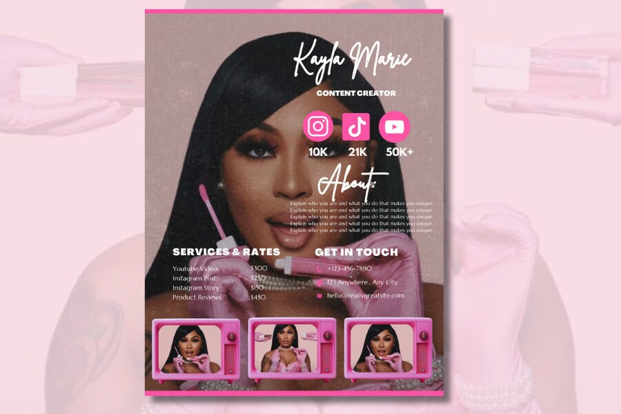 Beauty Influencer, Social Media Kit, Content Creator Brand Kit, Rate ...