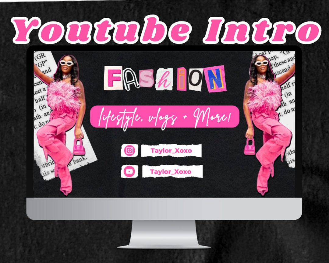Pink and Black Fashion Magazine Youtube Intro Video Template, Content ...