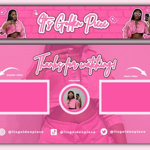 Pink Youtube Branding Kit, Youtube Banner, Youtube Intro, Youtube Outro ...