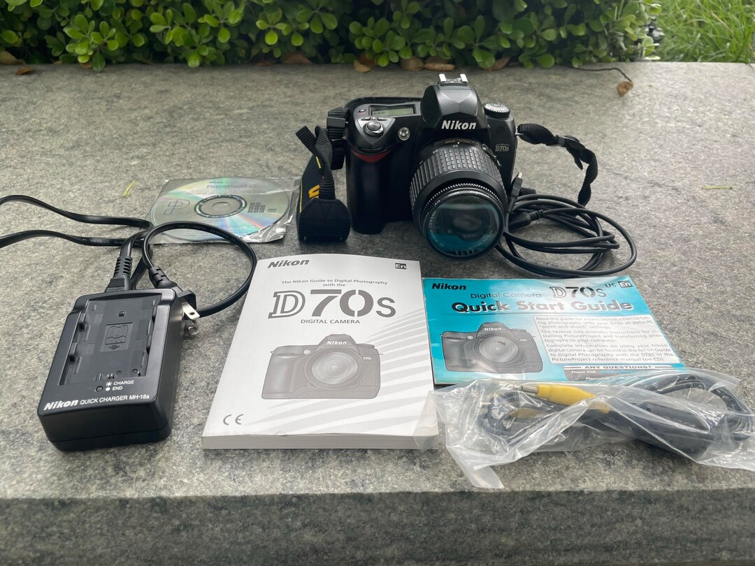 Nikon D70s DSLR 18-55mm Nikkor DX Lens, Battery, Charger, Memory, Cable, Manual, DVD, Inspected ...
