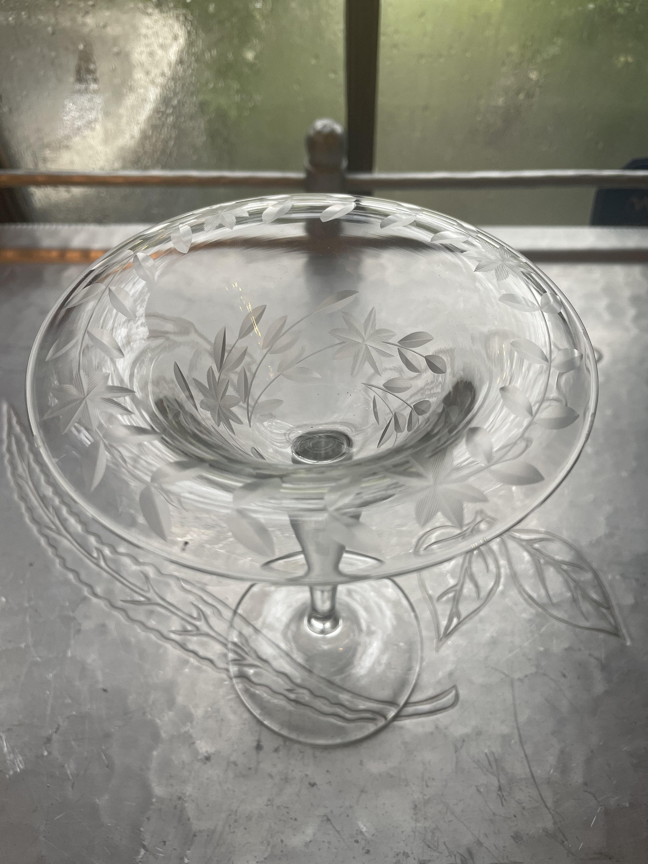 Antique Cut Crystal Compote American Brilliant Period 8 Etch Floral ...