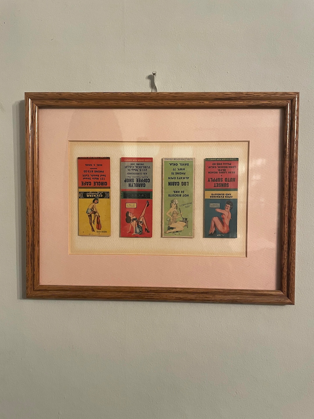 Vintage Girlie 1940s Pinup Glamour Girls Framed Match Covers 4 Covers ...