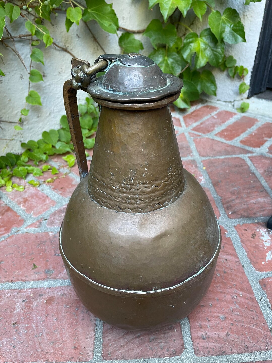 Antique 1800s Spanish Copper Jug With Lid All Hand Forged With ...