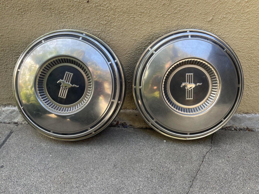 Two OEM 1968-1970 Ford Mustang GT 10-1/2 Dog Dish Poverty Hubcaps Wheel ...