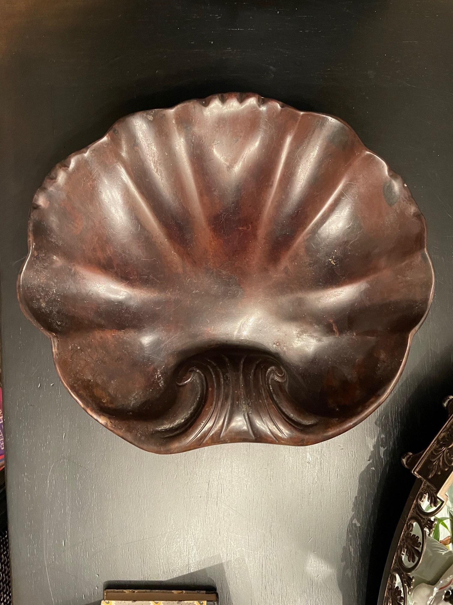 Vintage Large Heavy Art Nouveau Bronze Cast Iron Clam Scallop Shell 8 ...