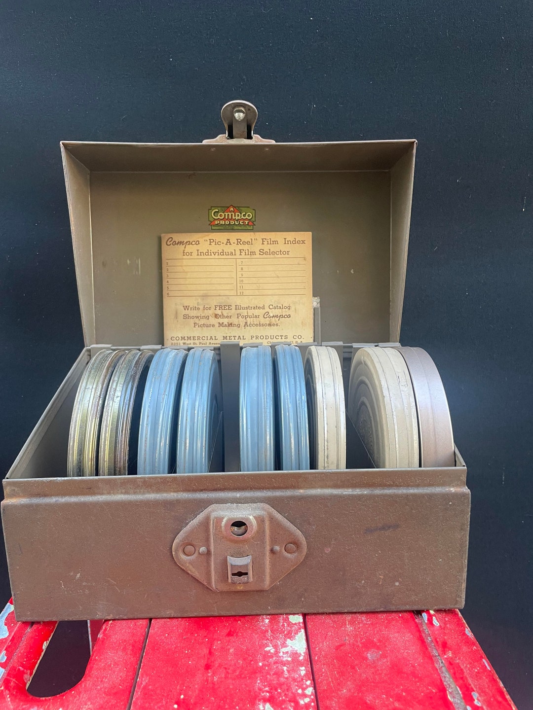 Vintage Compco Metal Film Reel Storage Box 12 Slot Storage 9 - Etsy