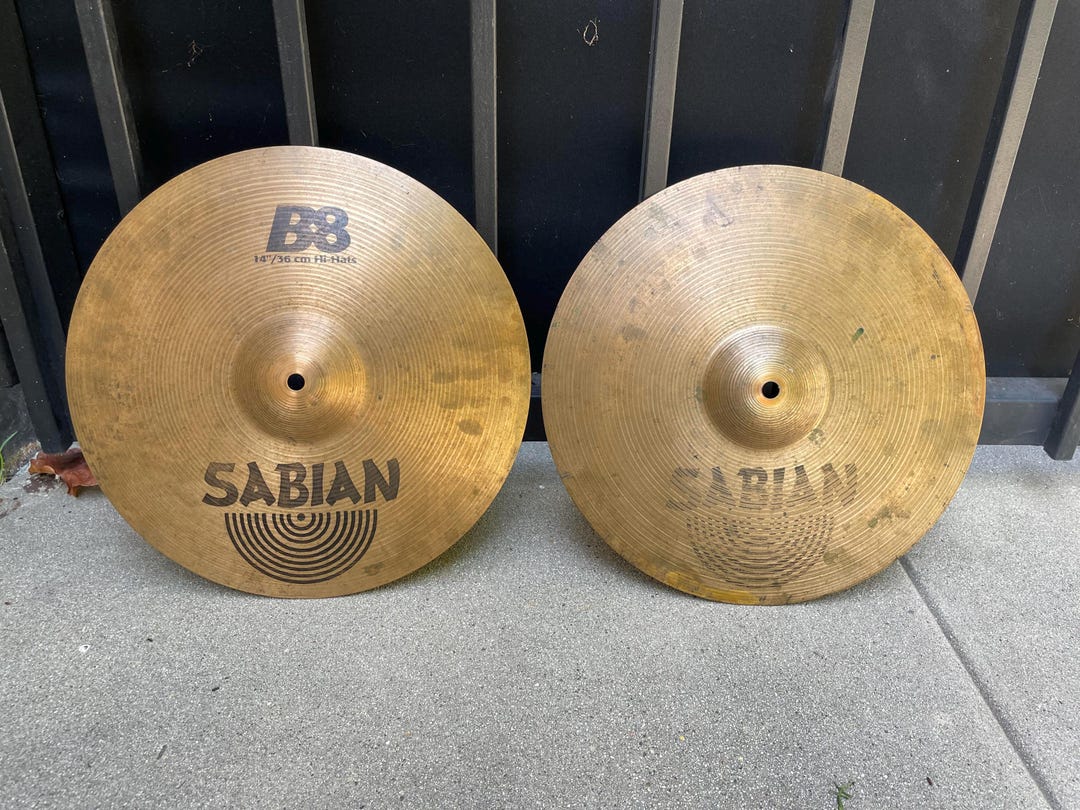 Sabian B8 Hi Hat Cymbals Set 14 36cm Hi Hats No Chips, Cracks or ...