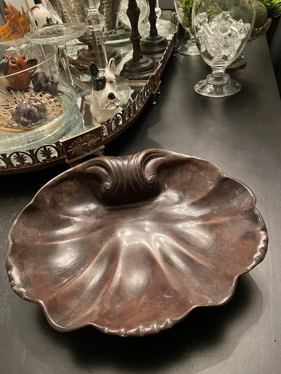 Vintage Large Heavy Art Nouveau Bronze Cast Iron Clam - Scallop Shell 8 ...