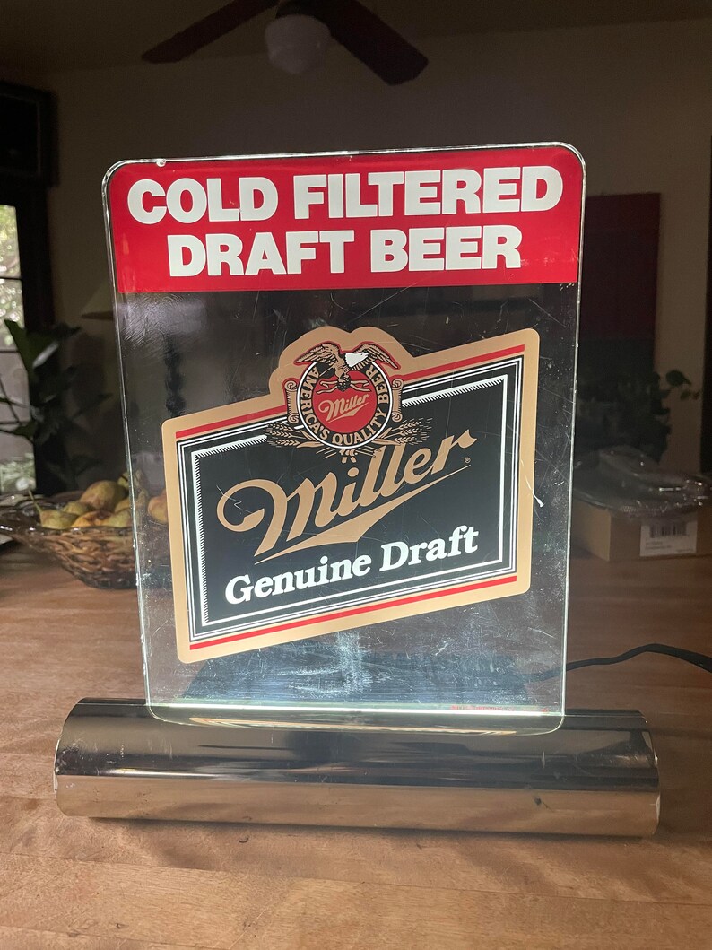Lighted Miller Genuine Draft Beer Sign ~ Bar, Man Cave, 11" X 12" X 5 ...