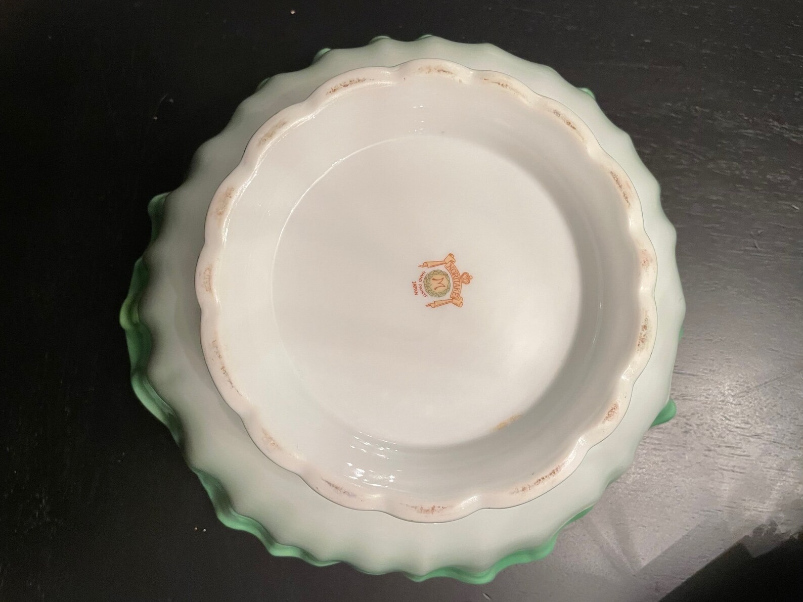 Rare Vintage 1930s Noritake Luster Ware Green Mark Hand Painted Salad ...