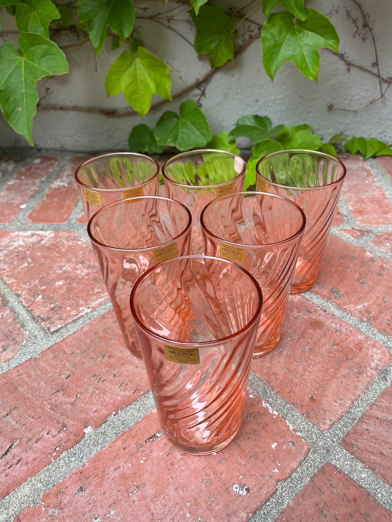 Vintage 7 Piece Rosealine Set of Pitcher and 6 Glasses From France ...