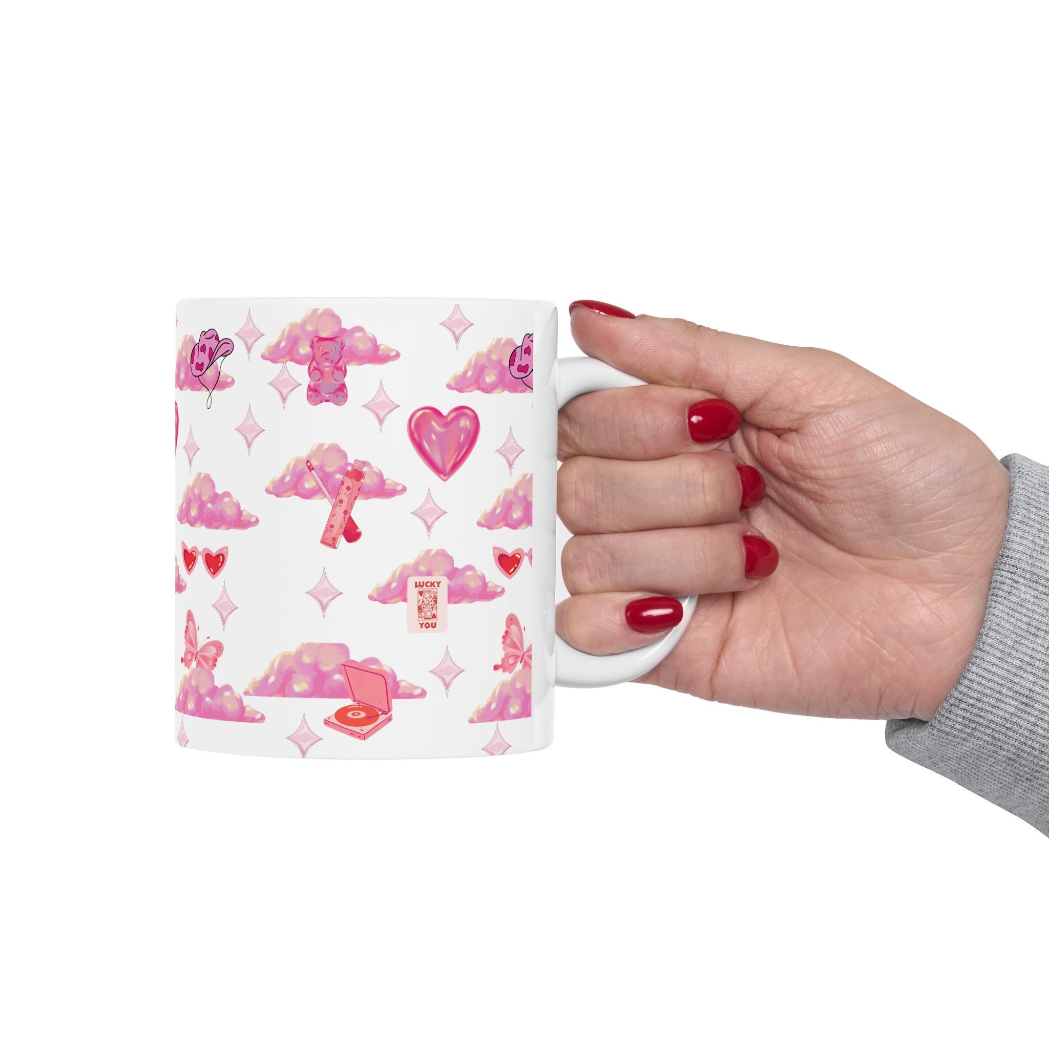 Ceramic Pink Mug With Heart Design, Pink Princess Mug, Soft Girl ...