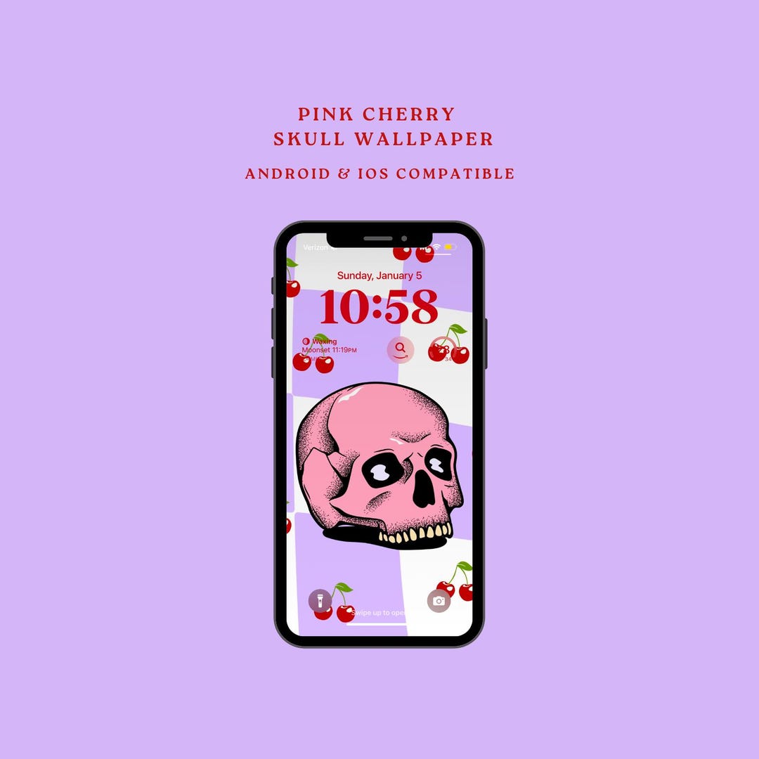 Pink Cherry Skull Lock Screen, Punk Princess, Emo Pink, Fierce, Bold ...