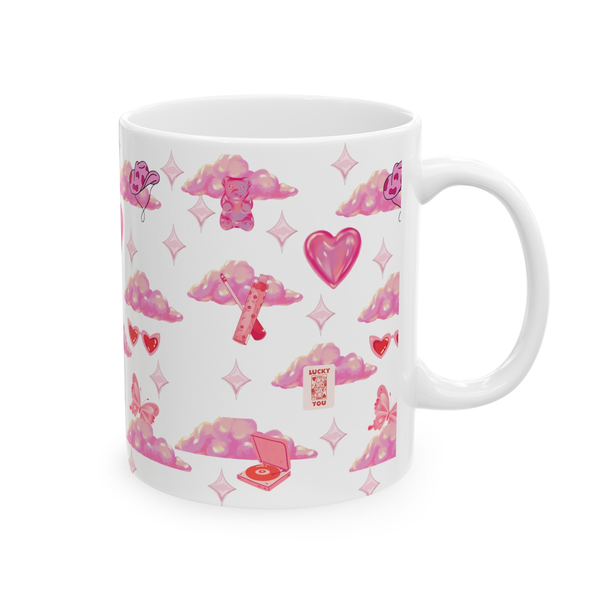 Ceramic Pink Mug With Heart Design, Pink Princess Mug, Soft Girl ...