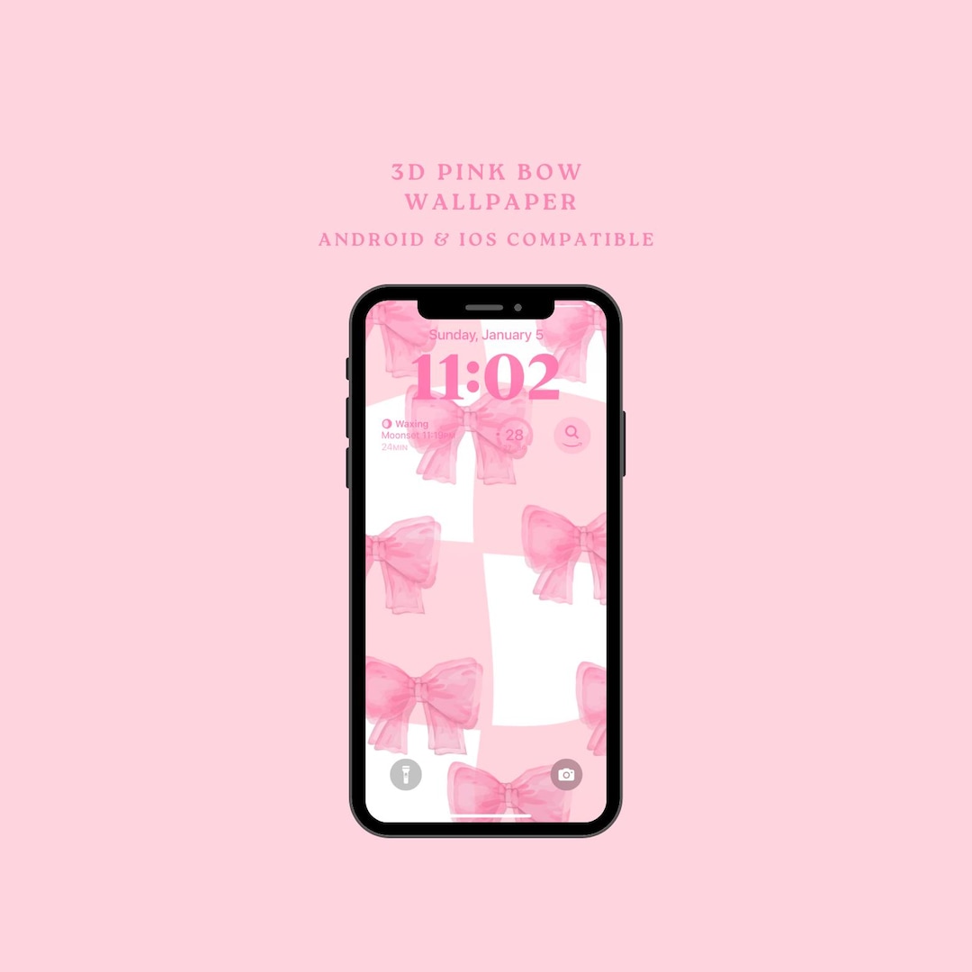 3D Pink Bow Lock Screen, Girly Pop, Pink Aesthetic, Feminine, Pink ...