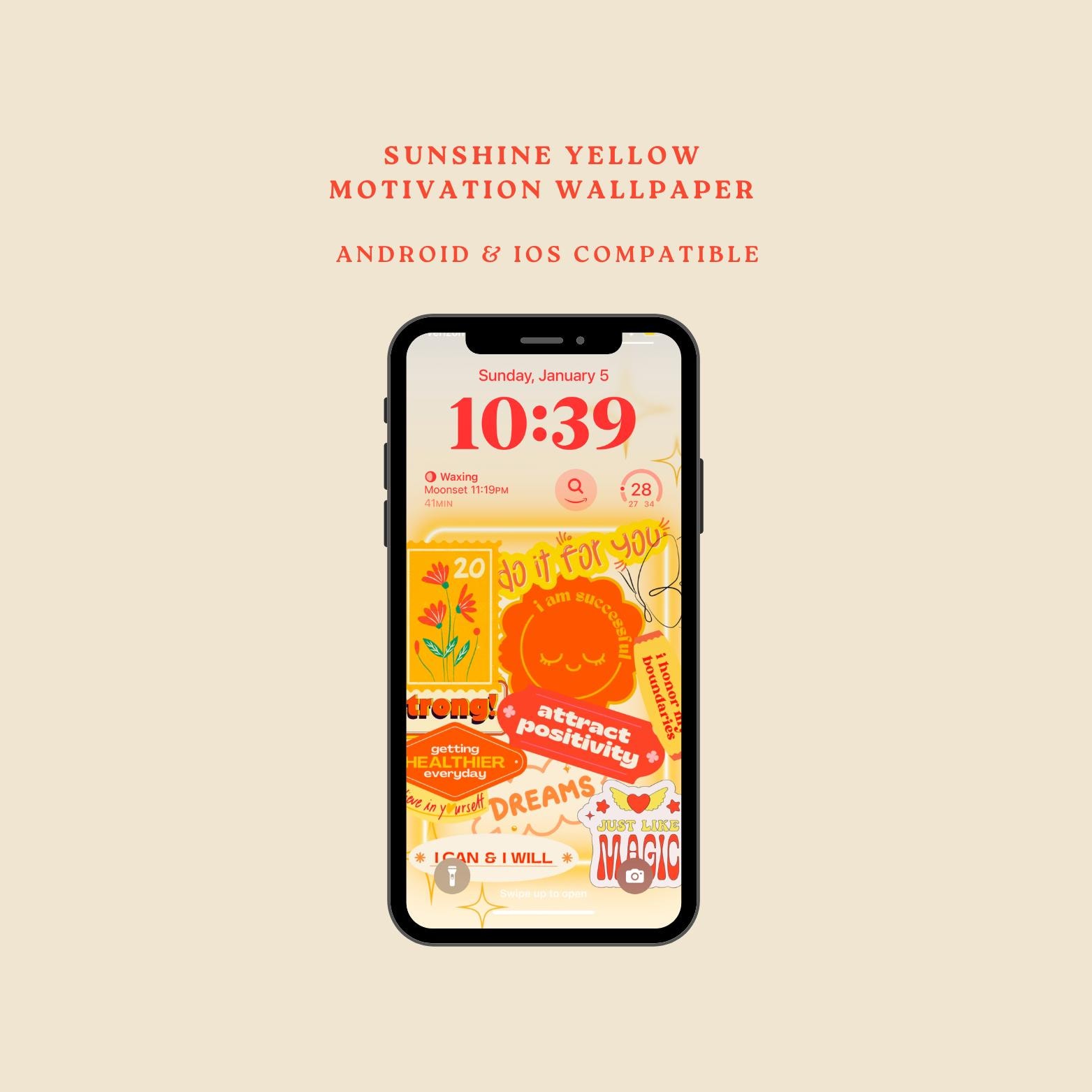 Sunshine Yellow Motivational Lock Screen Wallpaper, Positive ...