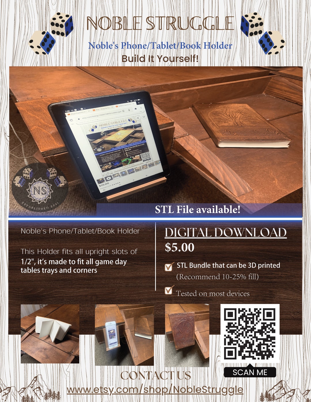Noble's Phone/tablet/book Holder Digital STL - Etsy