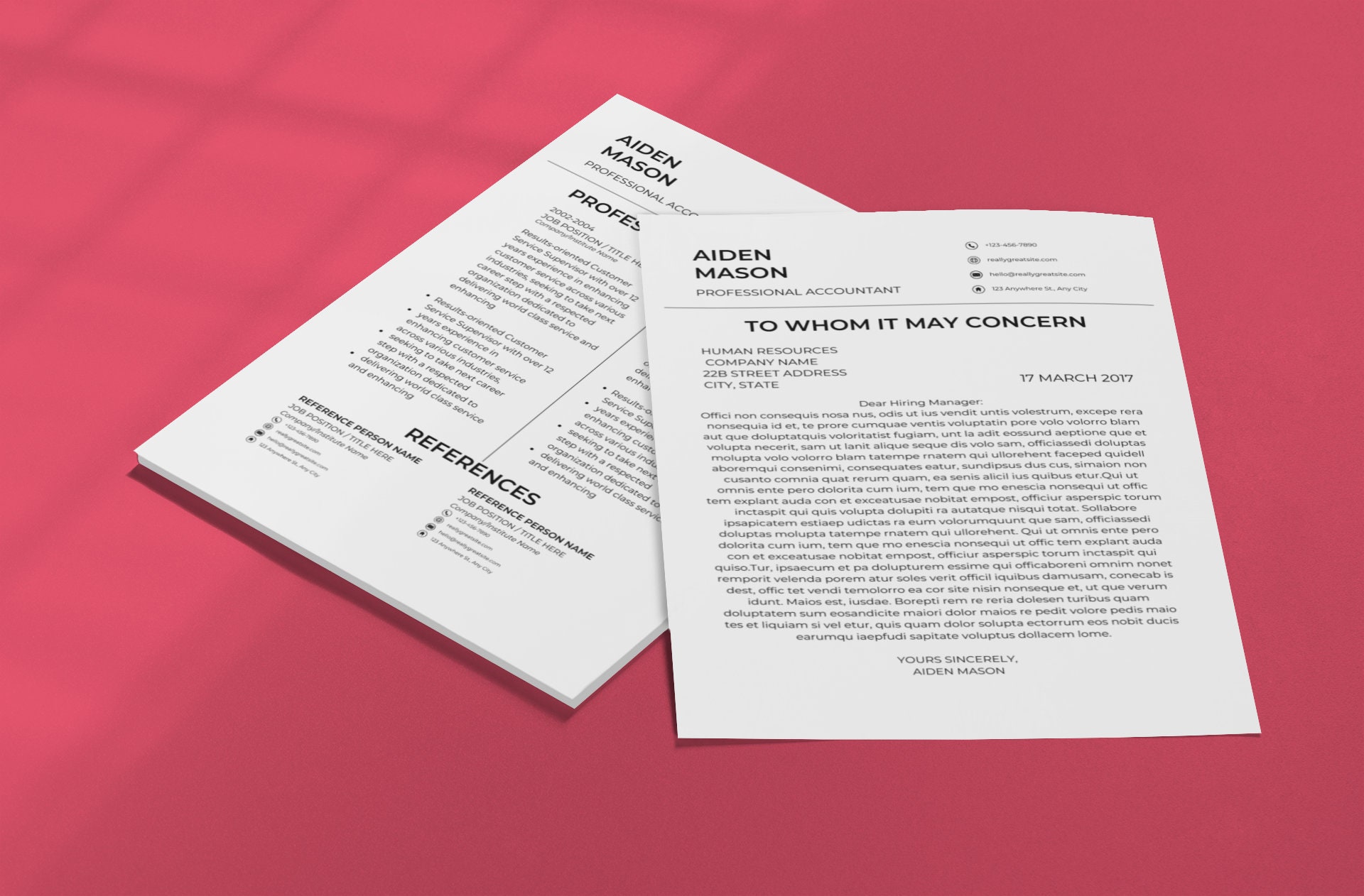 Simple Resume Template, Cv Template, Professional Resume, Cover Letter ...