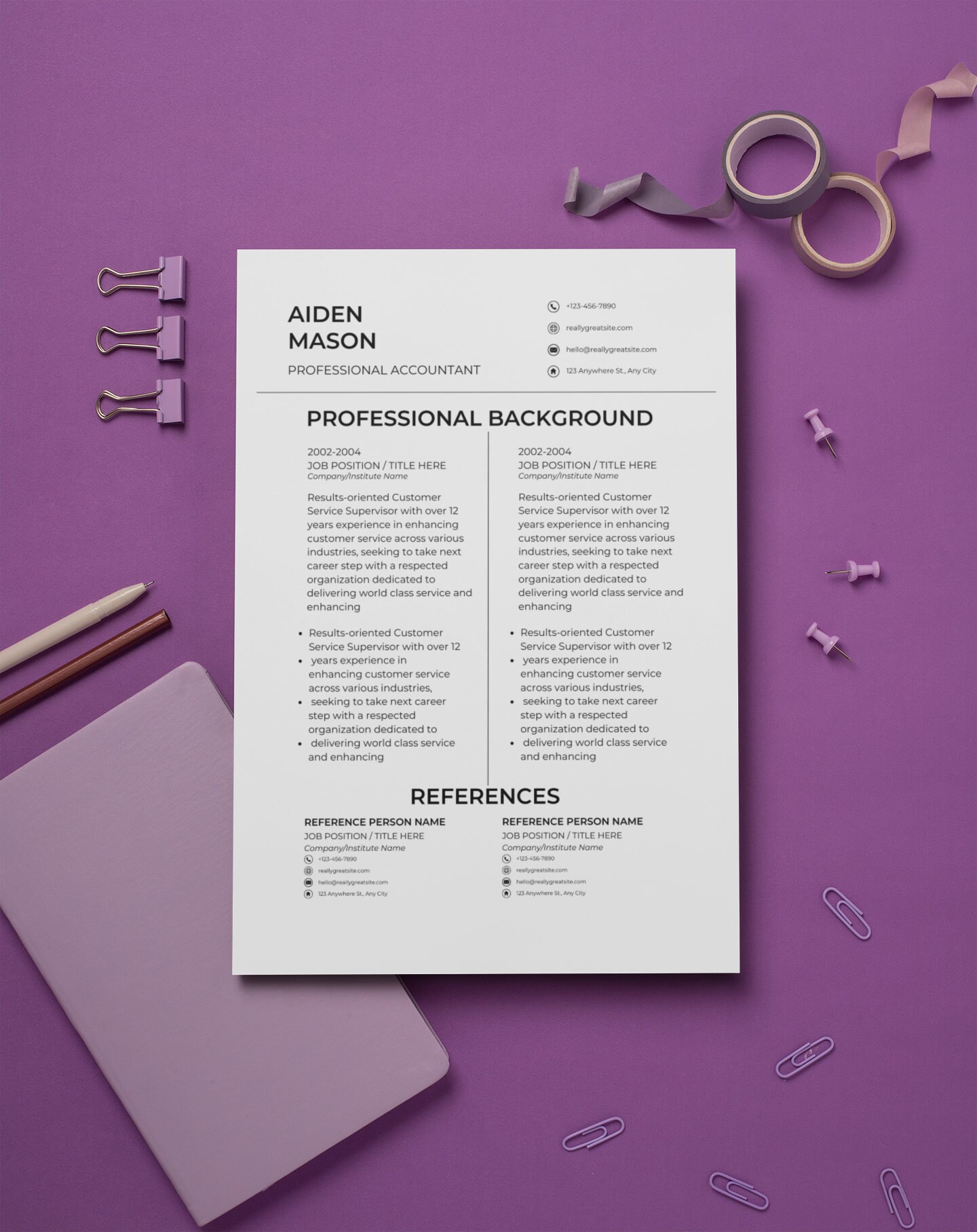 Simple Resume Template, Cv Template, Professional Resume, Cover Letter ...