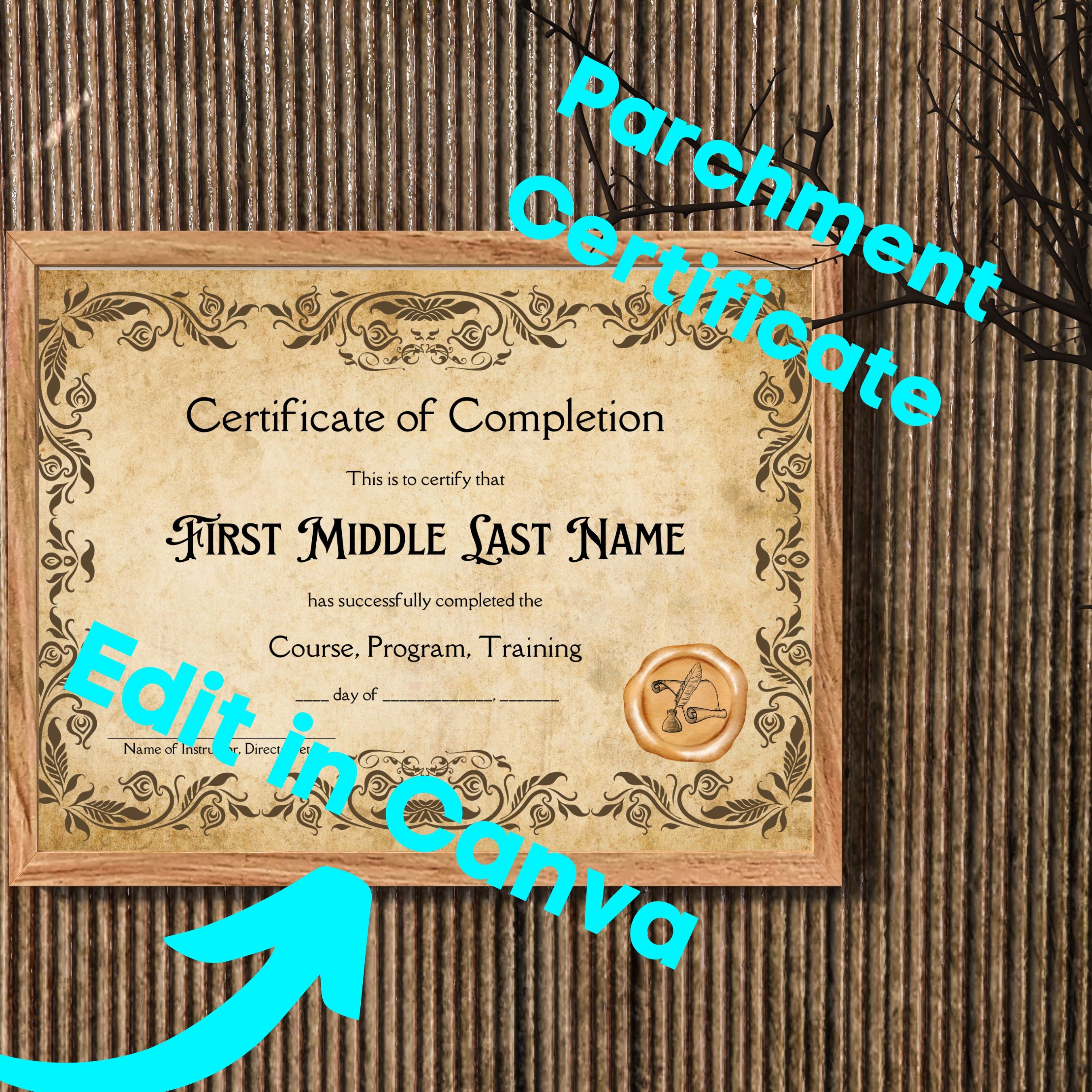 Gorgeous Parchment Certificate Template Editable in Canva Teacher ...