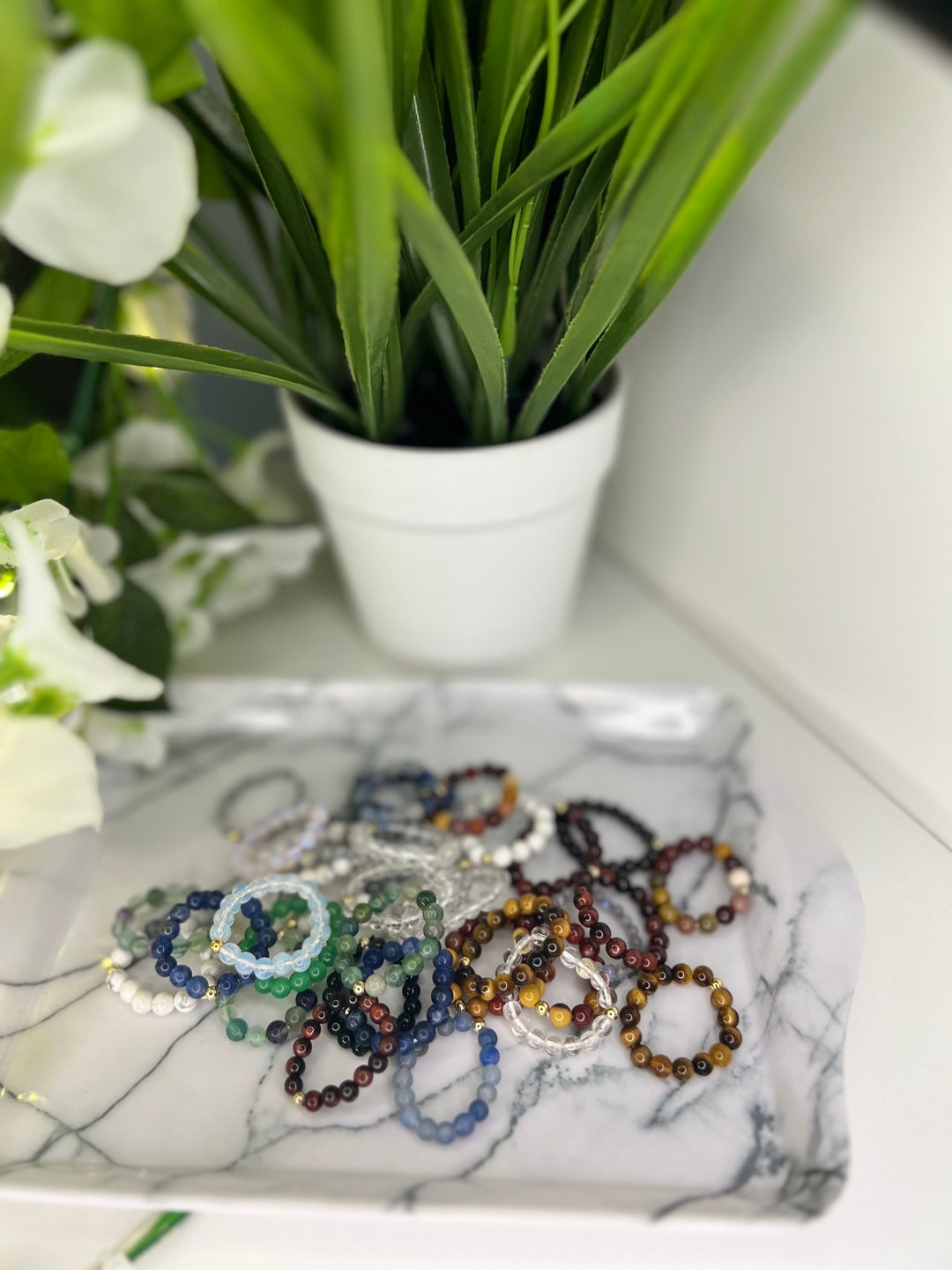 Elastic Crystal Bead Rings - Etsy UK