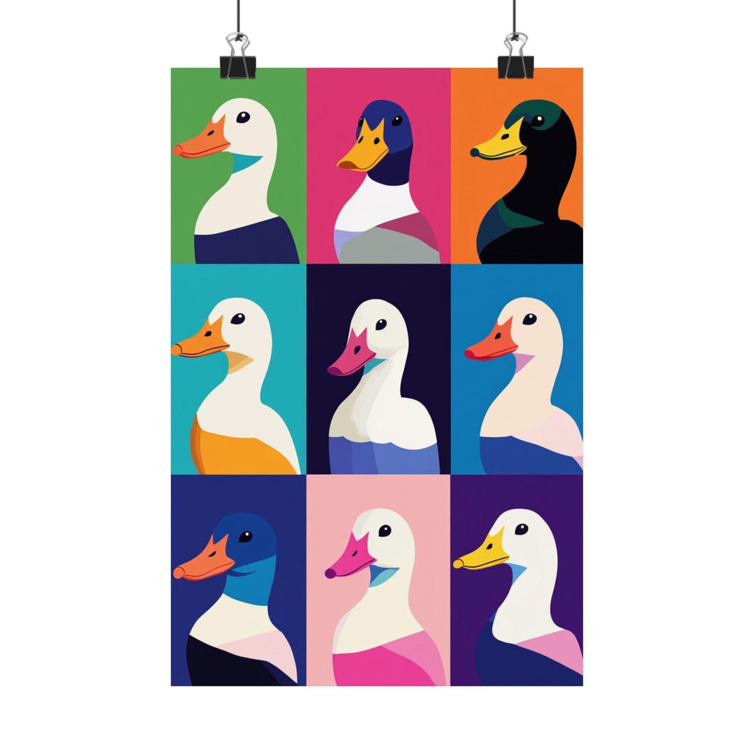 Colorful Duck Wall Art - 3x3 Grid Duck Portrait Poster | Modern Nature ...