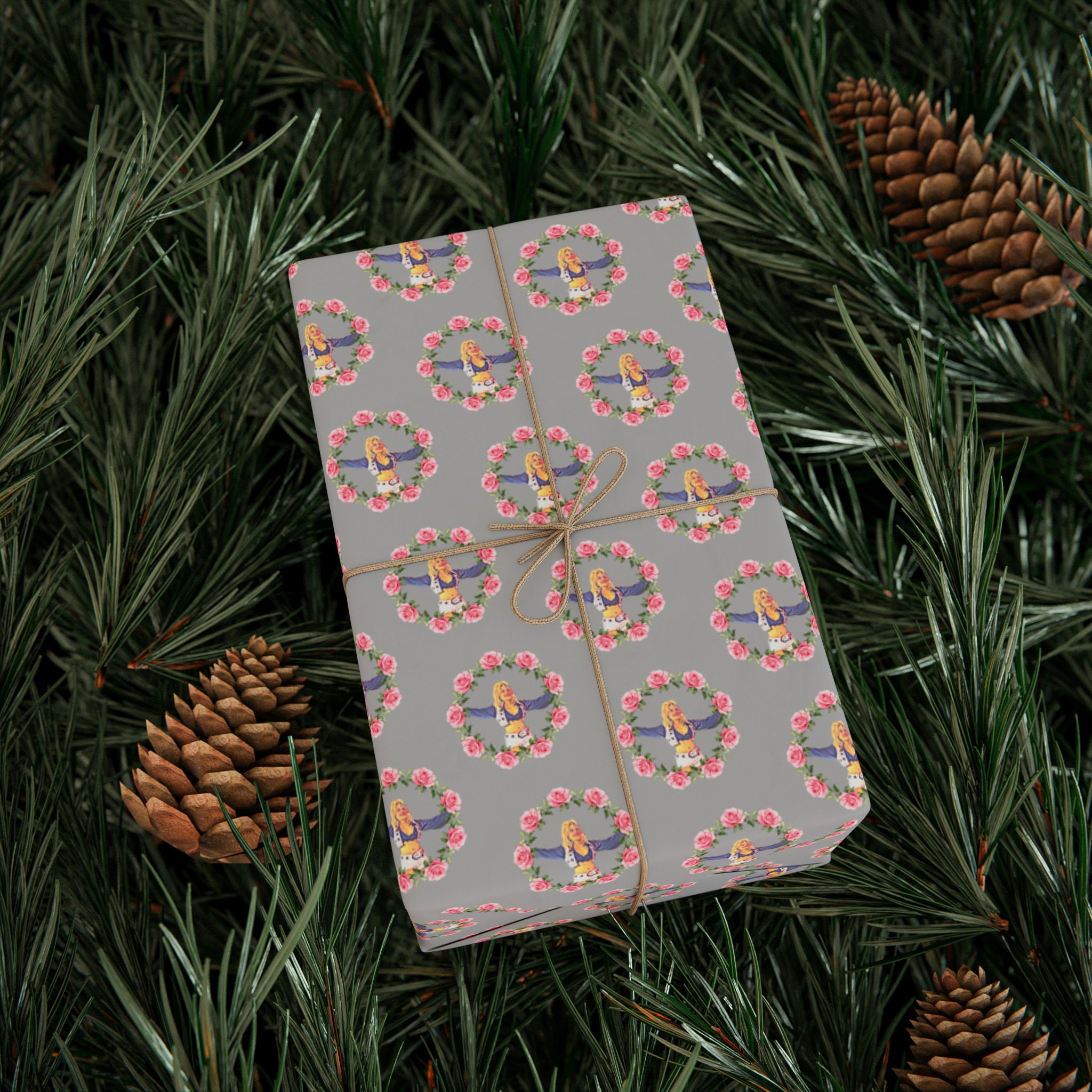 Dolly Parton Rosy Wreath Wrapping Paper Holly Dolly Christmas - Etsy