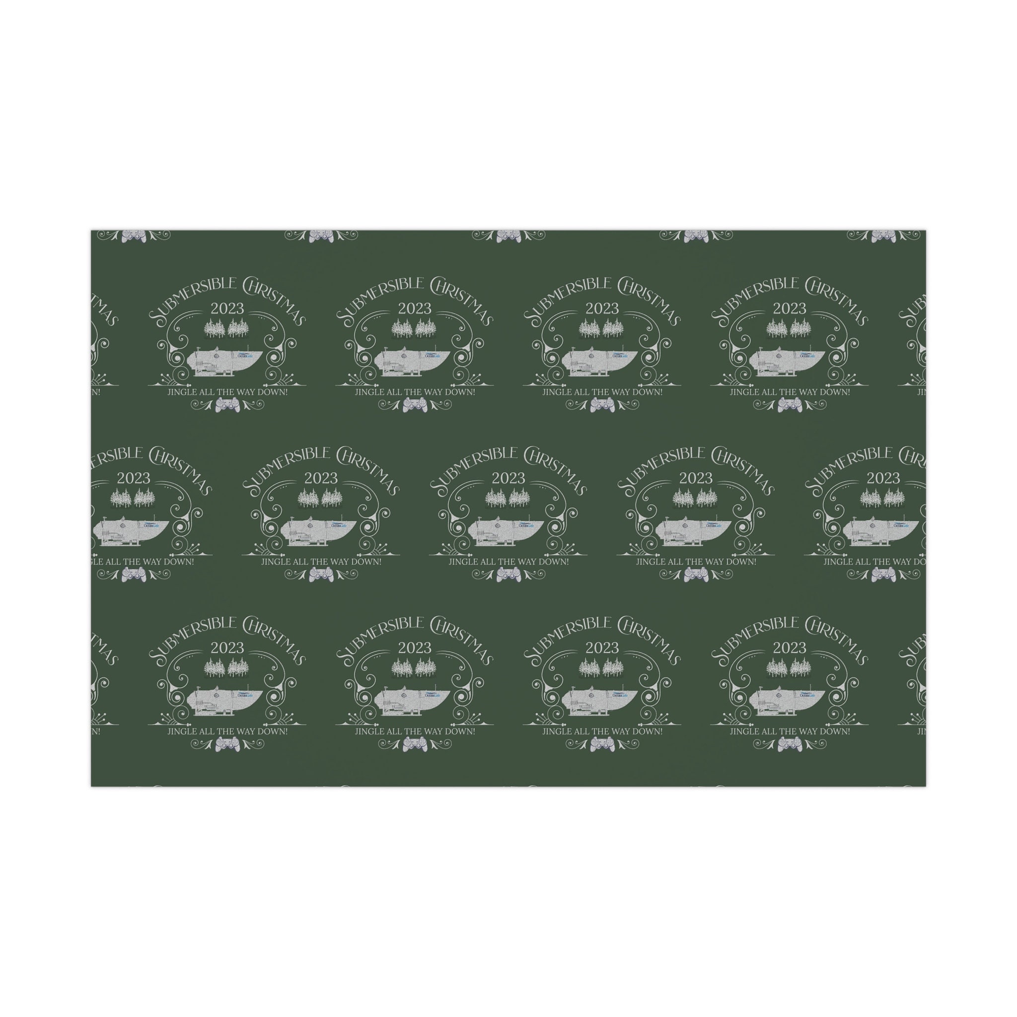 Oceangate Submersible Wrapping Paper, Funny Christmas Green Gift Wrap ...