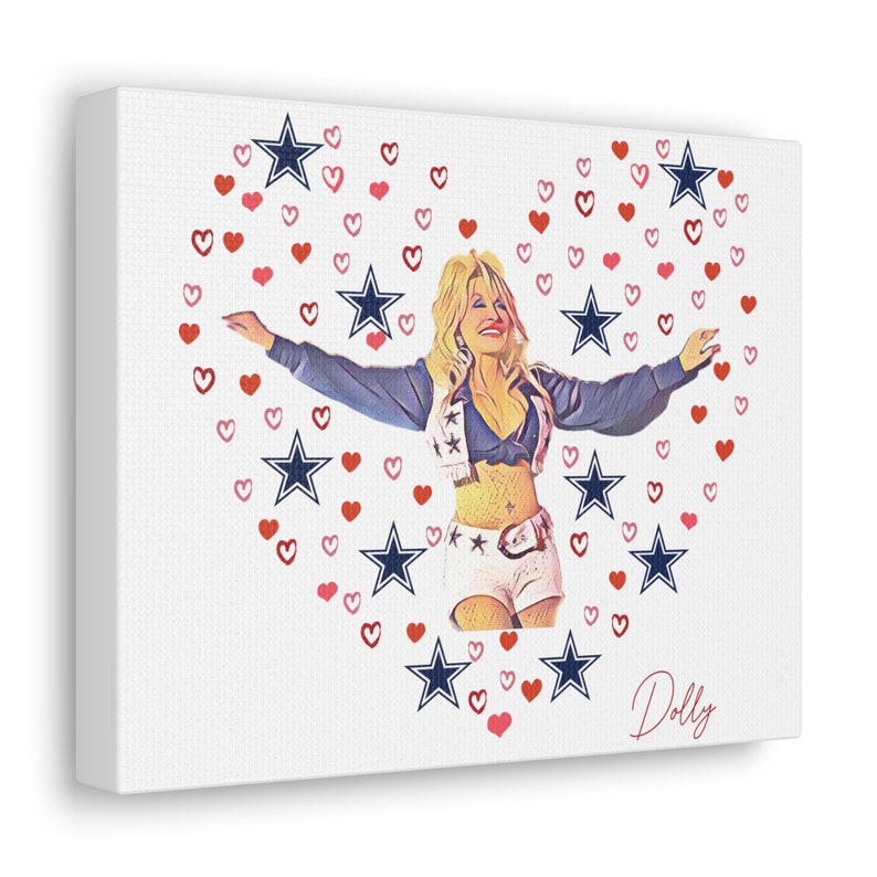 Dolly Parton Dallas Cowboys Tribute Wall Art With Hearts and Blue Texas ...