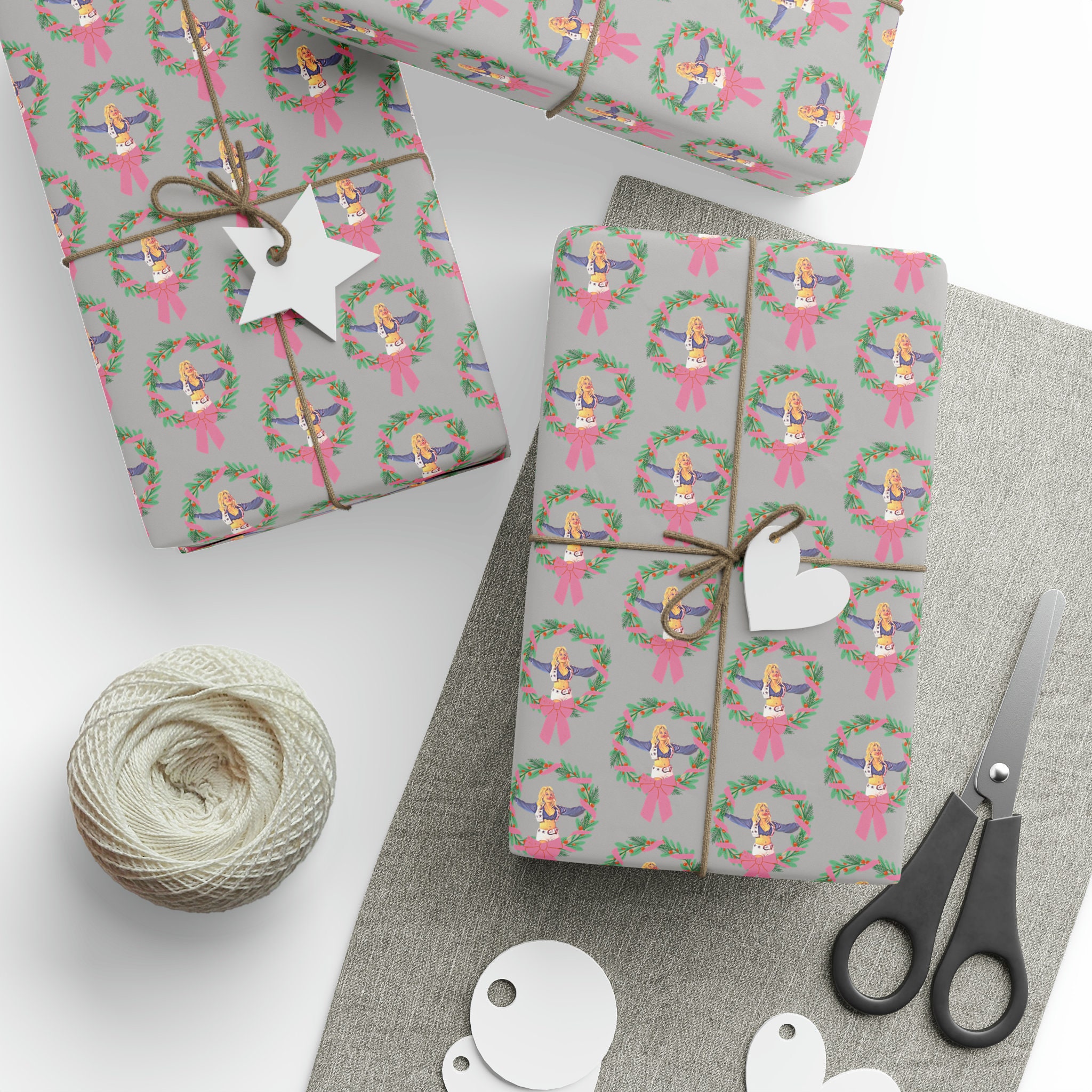 Dolly Parton Wrapping Paper: Pink Wreath Pattern, Country Music Gift - Etsy